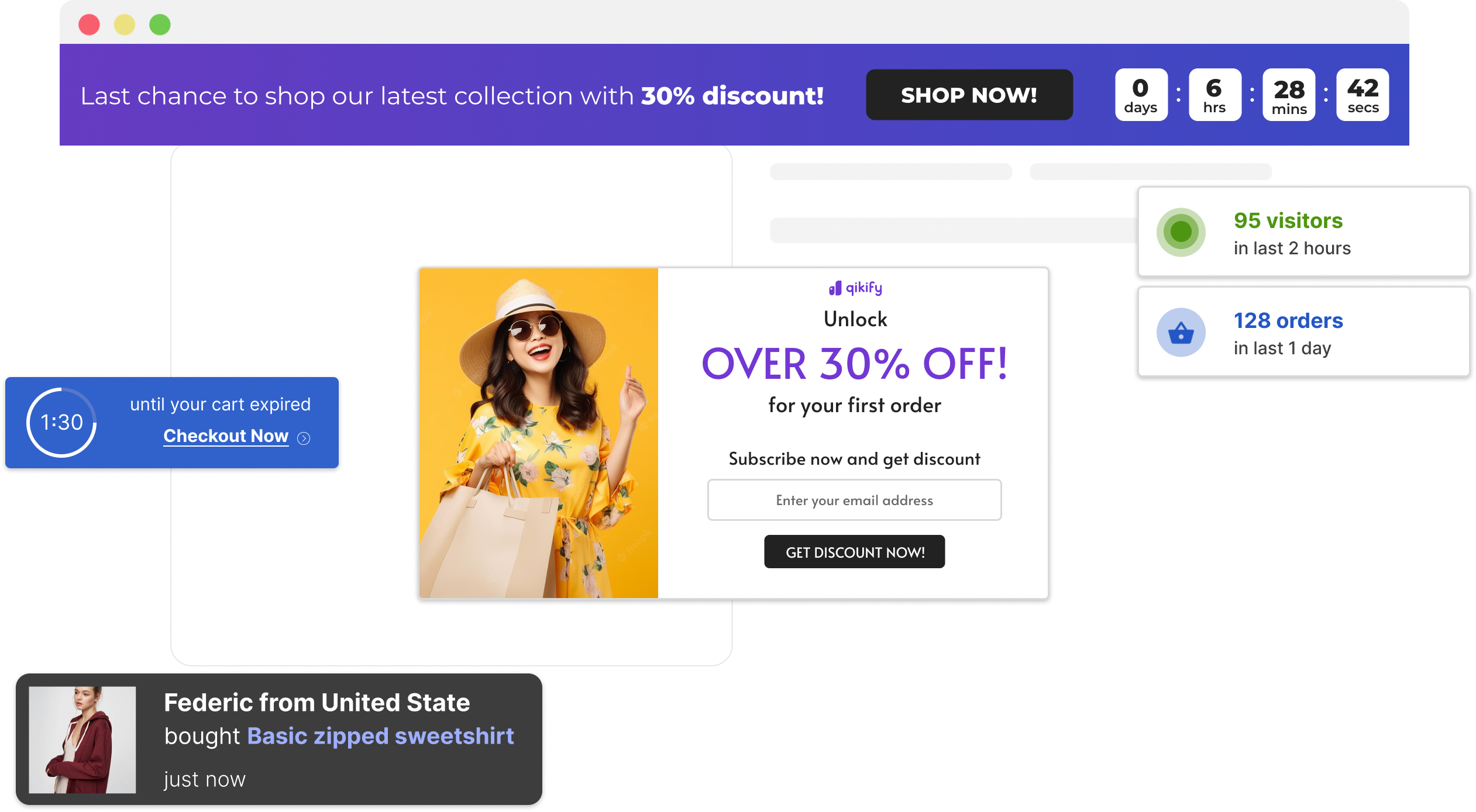 qikify #1 Shopify Sales Pop Up and Social Proof App – Qikify Landing Page